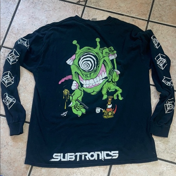 Gildan | Shirts | Subtronics Green Cyclops Graphics Long Sleeve | Poshmark